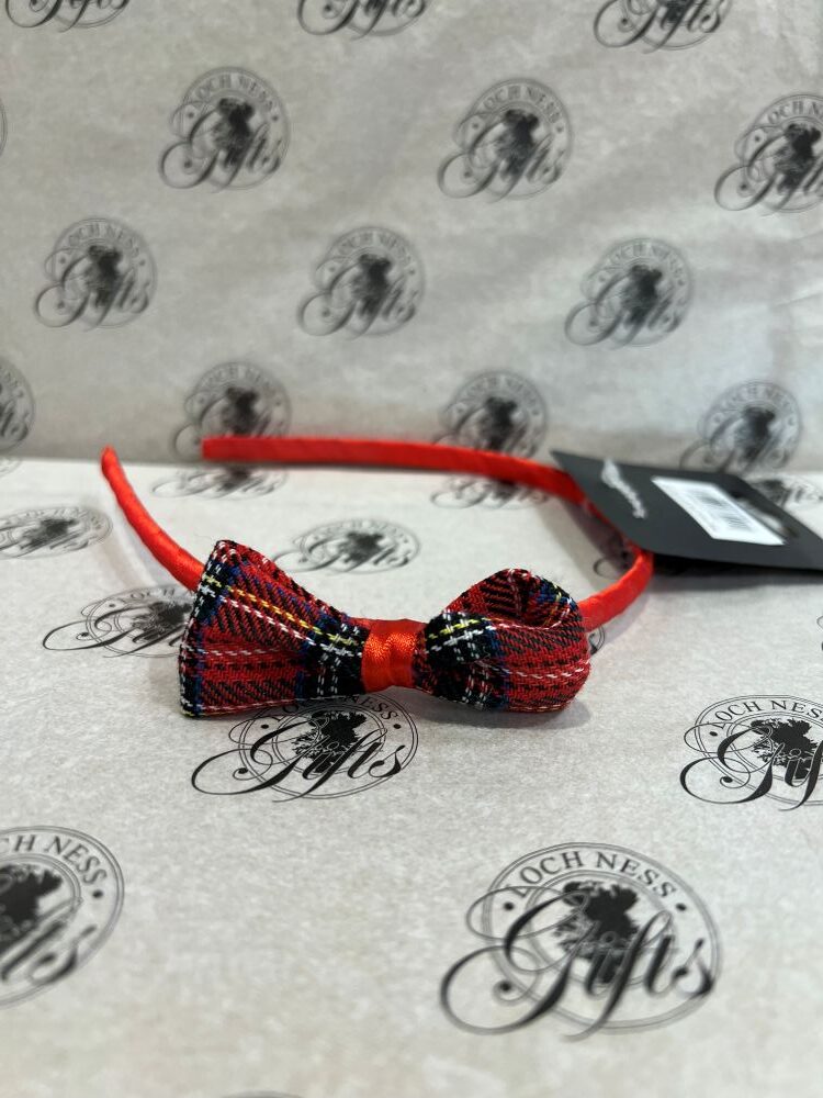 Hair Band - Tartan Bow Alice Band Red - Loch Ness Gifts
