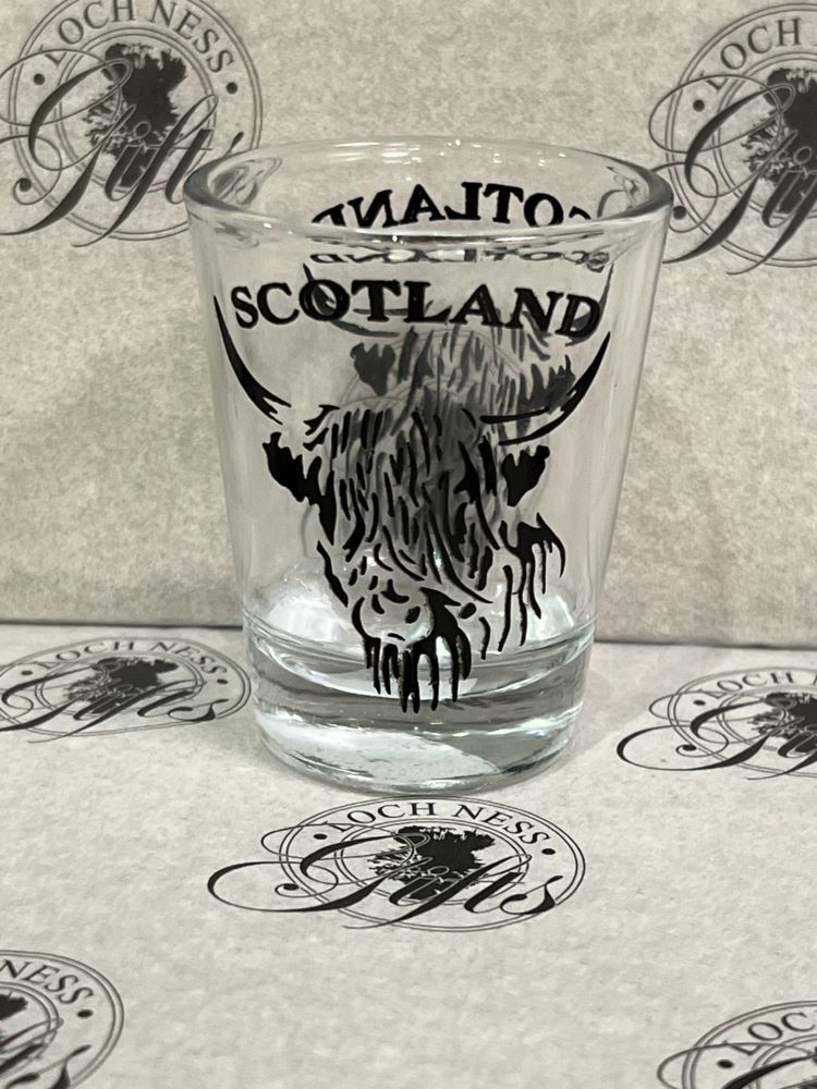 Shot Glass - Highland Cow Black Design - Loch Ness Gifts