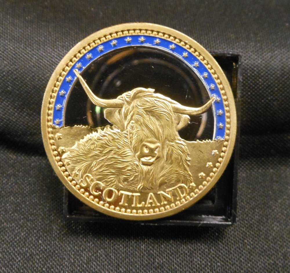 Coin - Gold and Silver Plated Highland Cow - Loch Ness Gifts