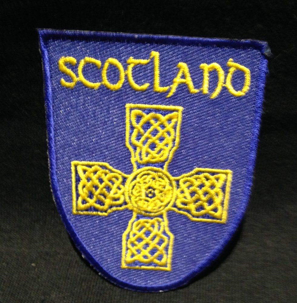 Embroidered Patch - Scotland Celtic Cross Shield - Loch Ness Gifts