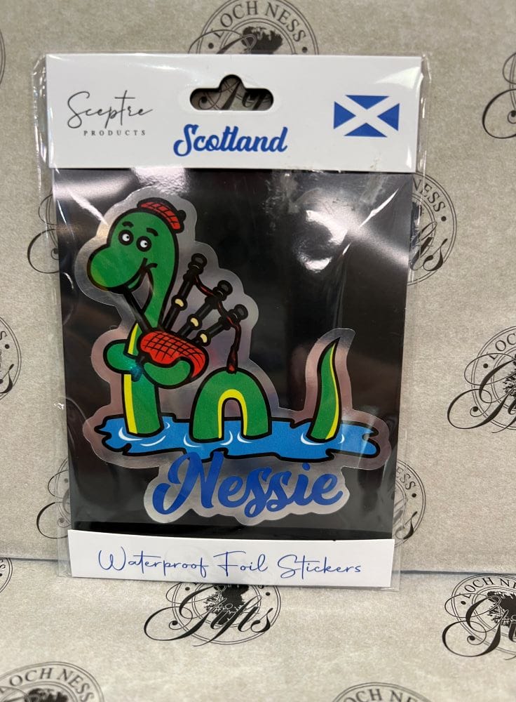 Sticker - Nessie Playing Bagpipes - Loch Ness Gifts